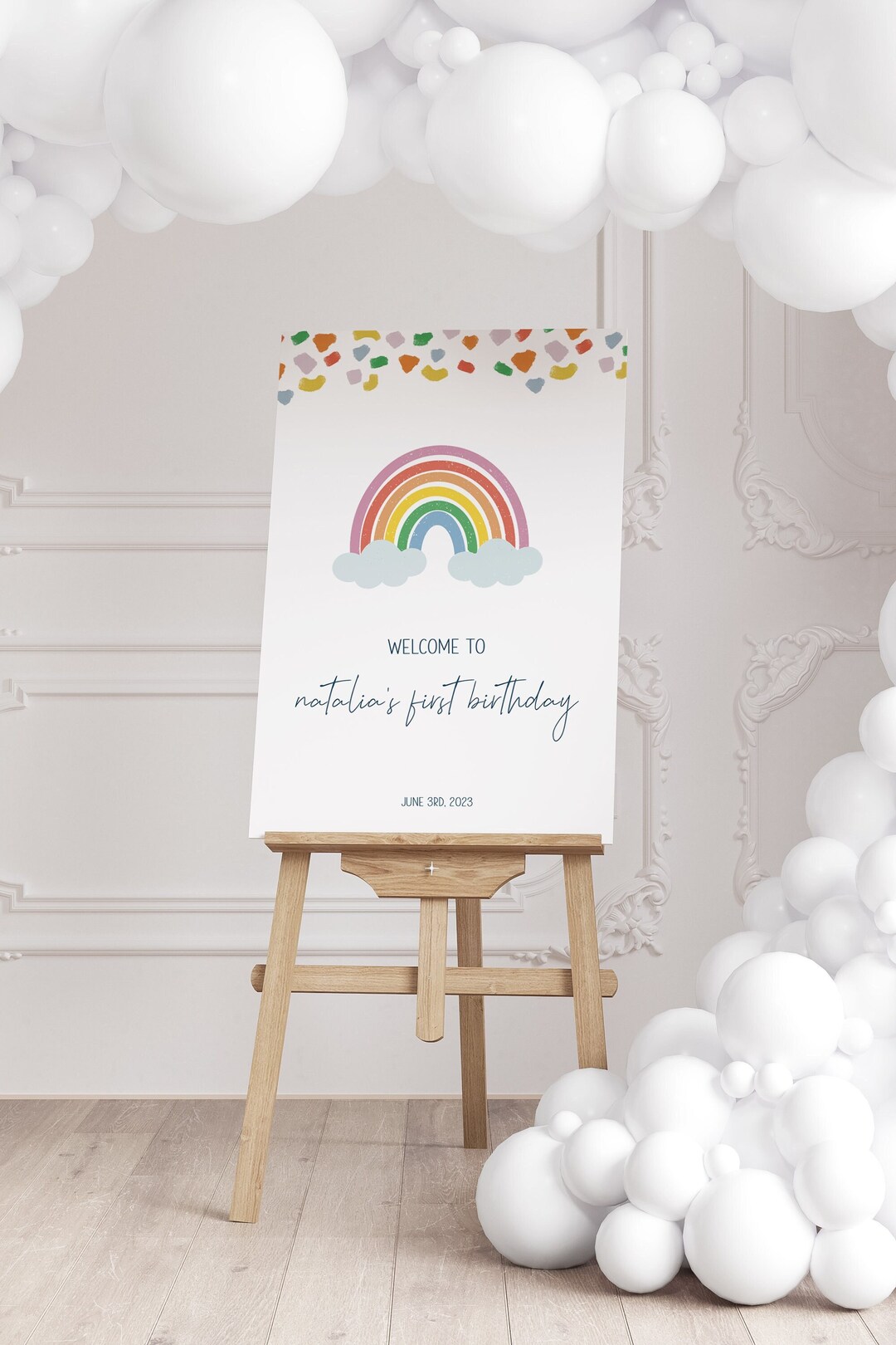 Editable Rainbow Birthday Welcome Sign, Rainbow Party Decorations ...