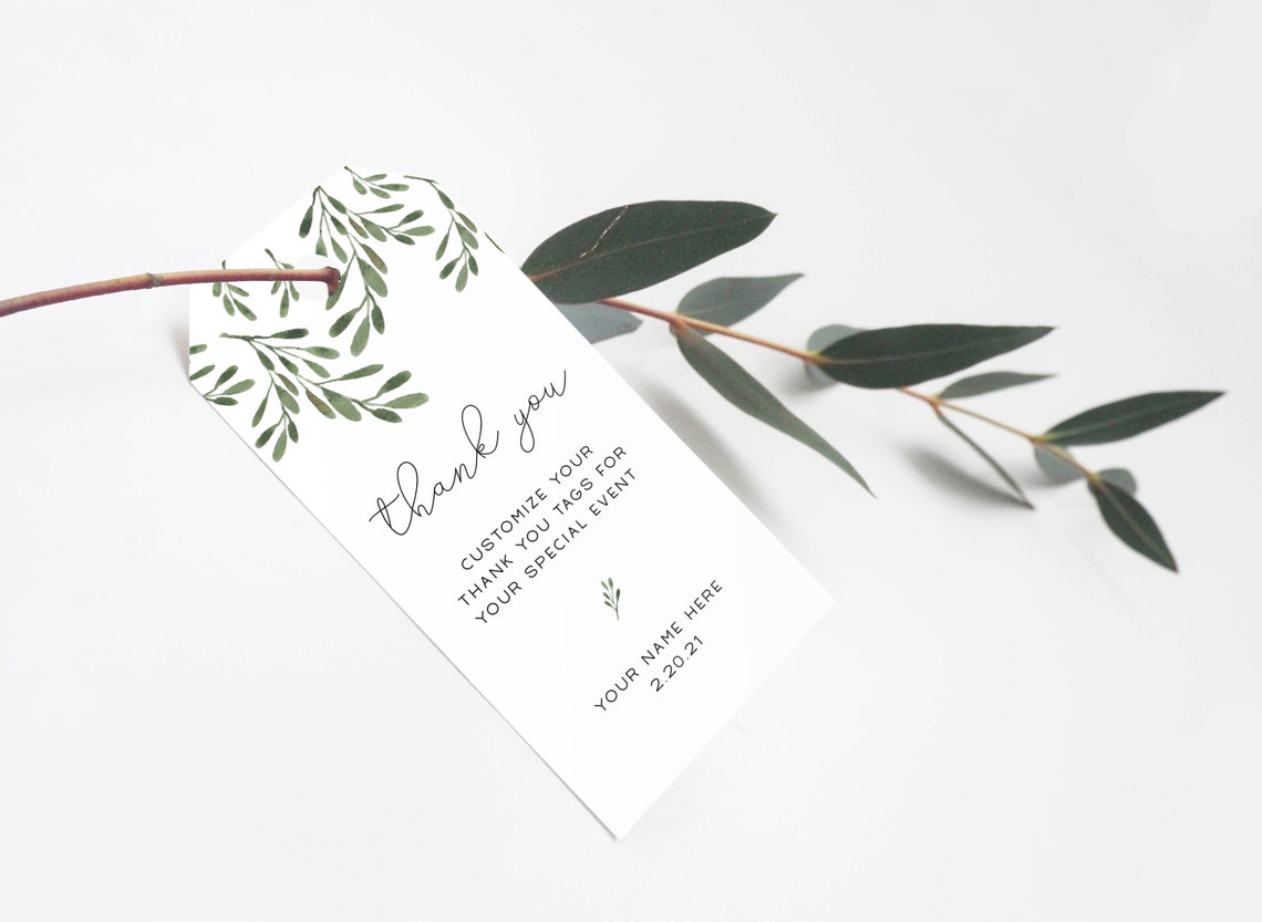 Editable Thank You Tag Template, Shower, Wedding, Birthday Thank You ...