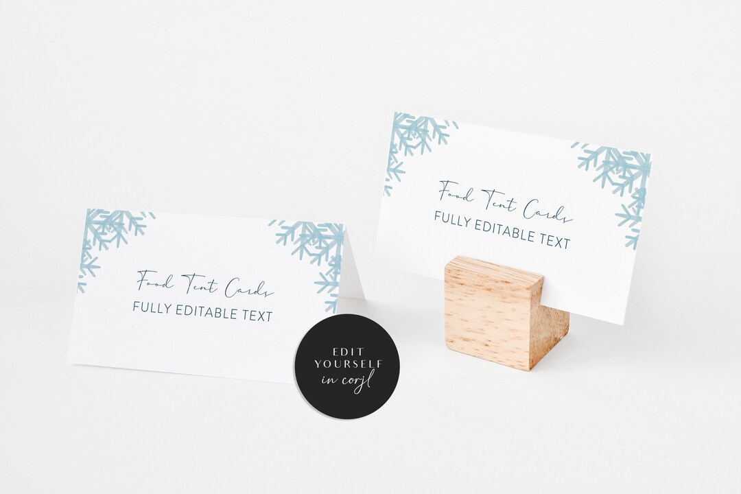 Modern Winter Wonderland Food Tent Card Template, Customizable Place ...