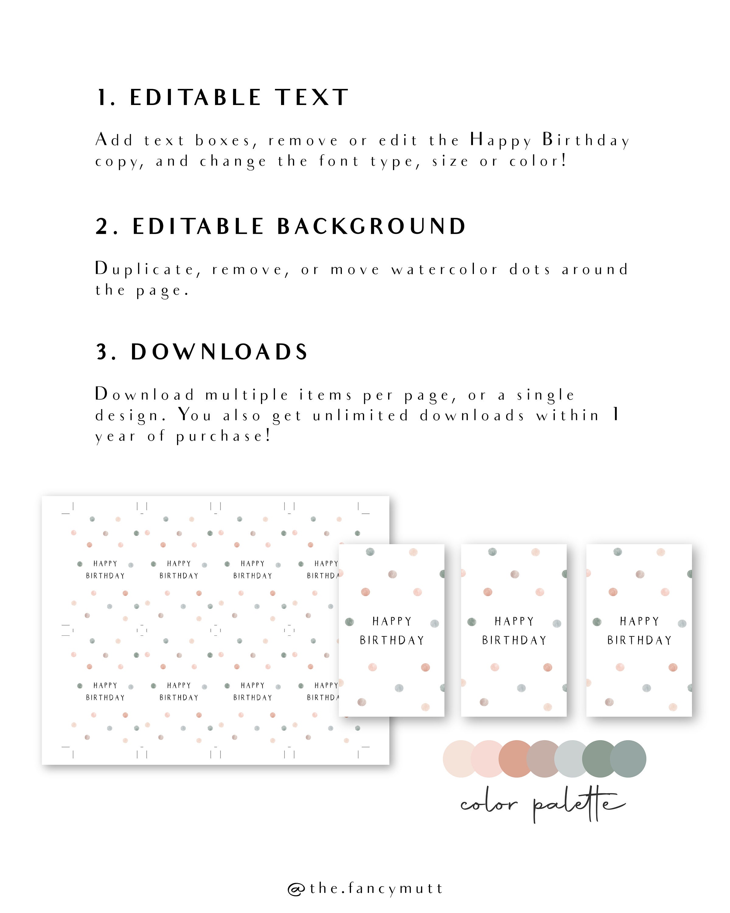 Editable Gift Tag, Happy Birthday Tag, Personalized Printable Tag ...