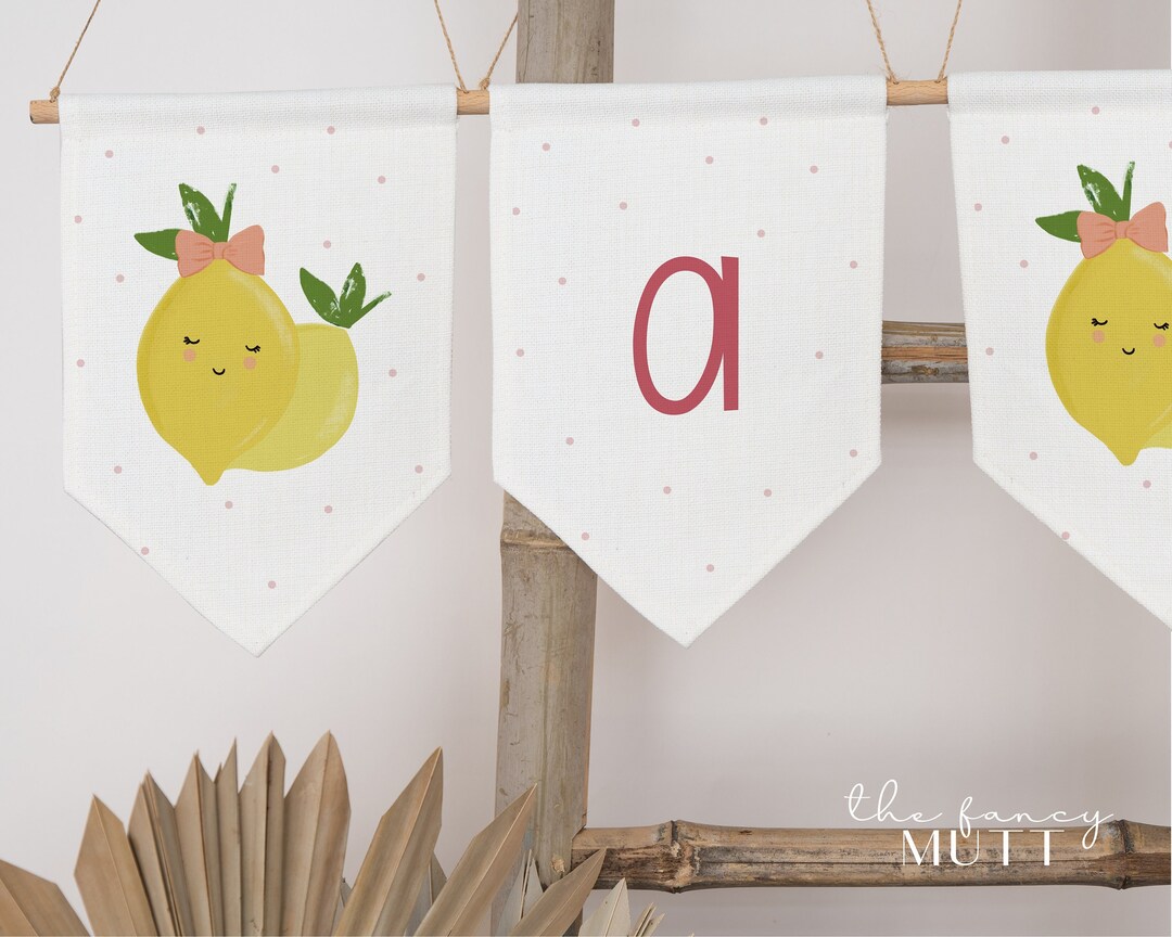 Lemon Flag Garland Template, Flag Banner, Bunting for Girl Birthday ...