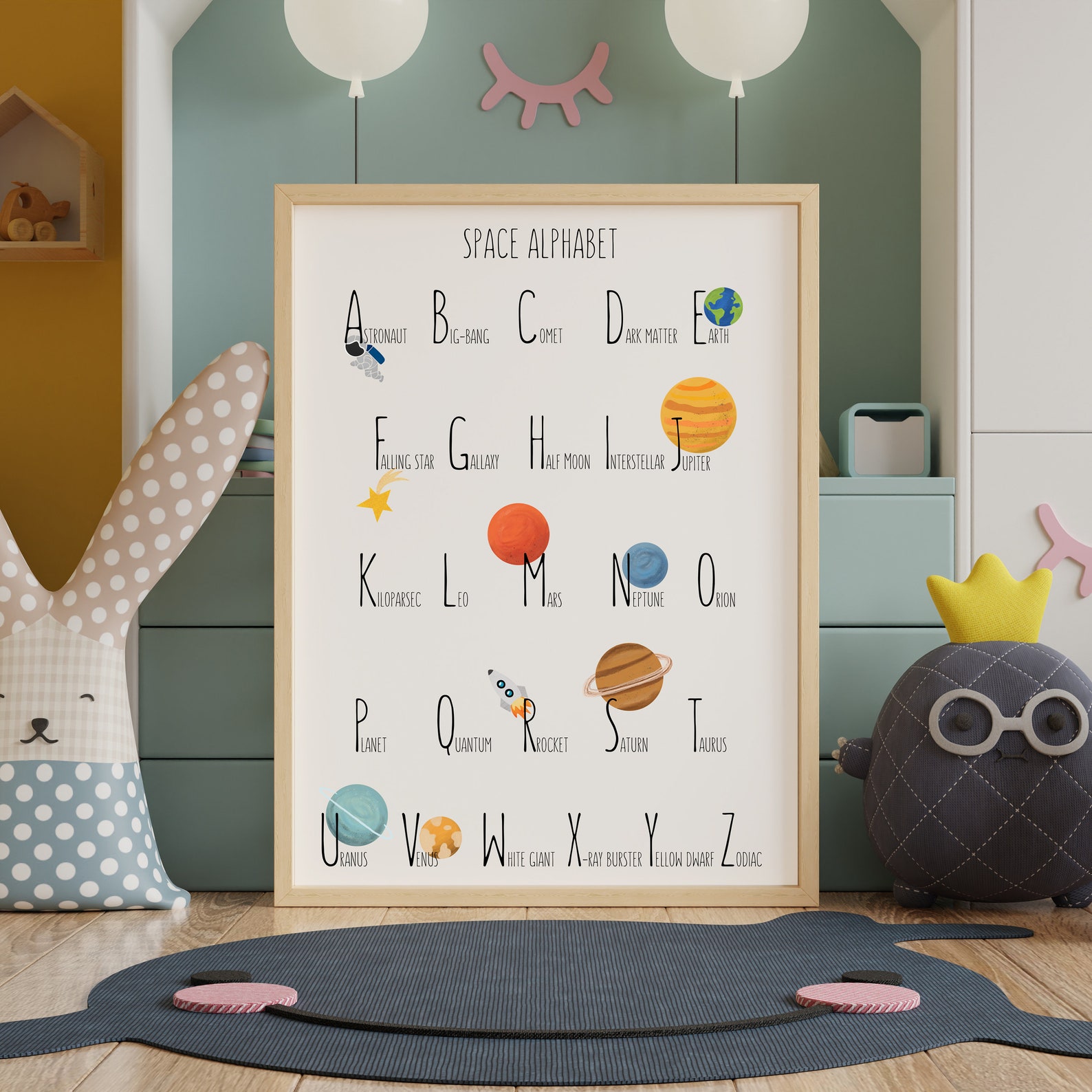 Space Alphabet Wall Art Alphabet Print Space Art Print Boys - Etsy