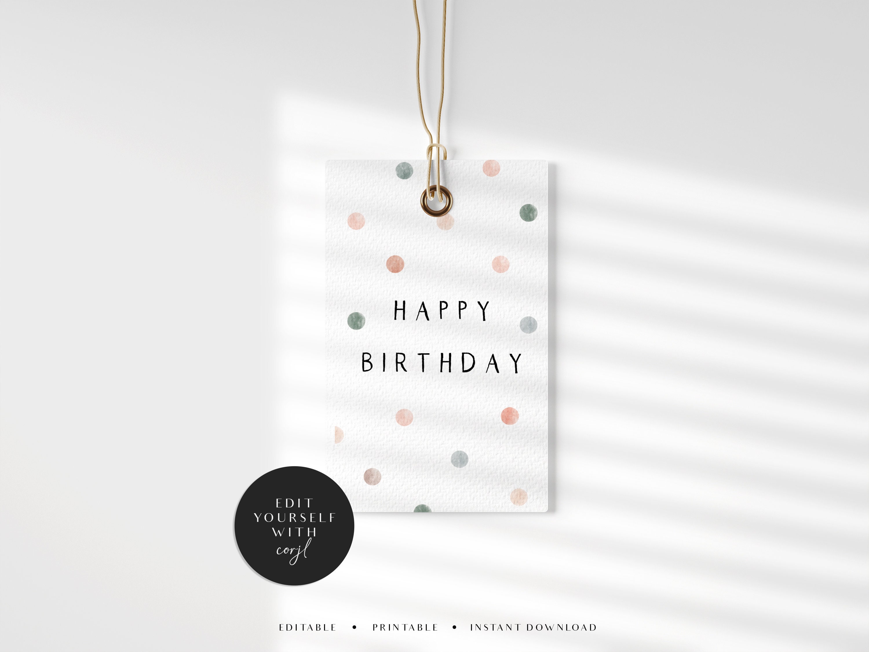 Editable Gift Tag, Happy Birthday Tag, Personalized Printable Tag ...