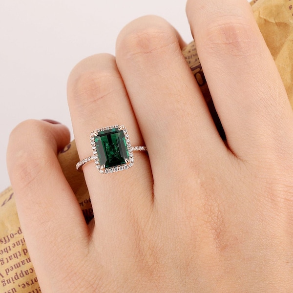 Lab Created Emerald Ring - Etsy