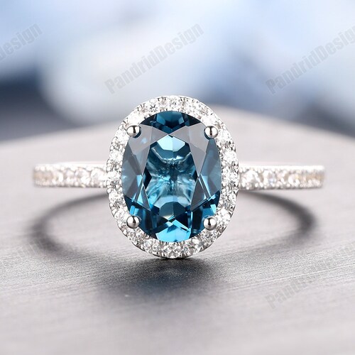 Oval London Blue Topaz Ring Solid 14K Gold Natural Topaz - Etsy