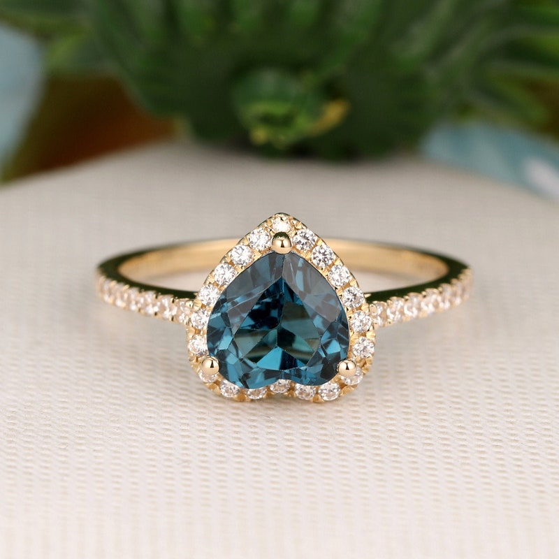 Blue Heart Ring - Etsy