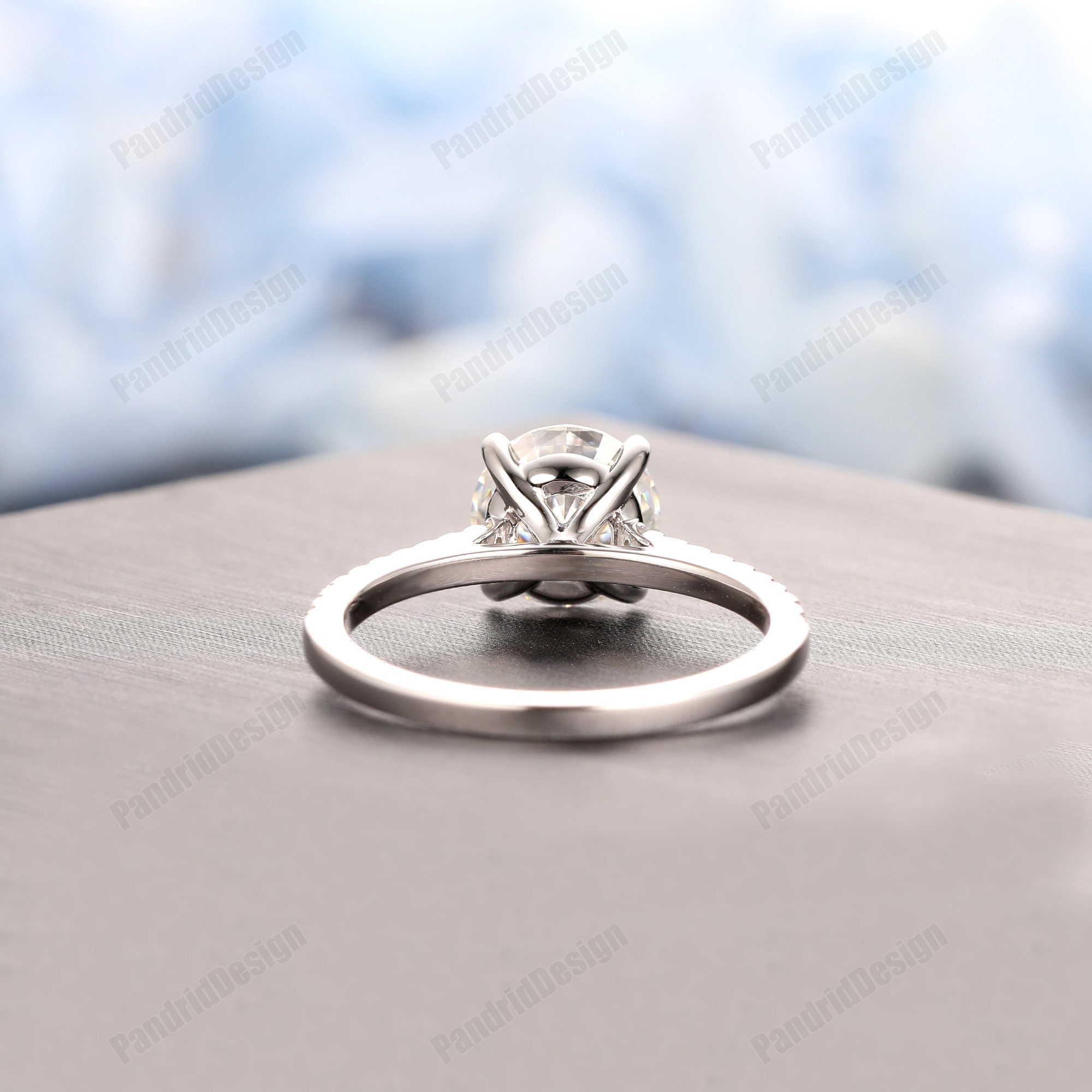 14k Gold 4 Pointed Prongs Moissanite Ring Round Cut 1.50CT | Etsy