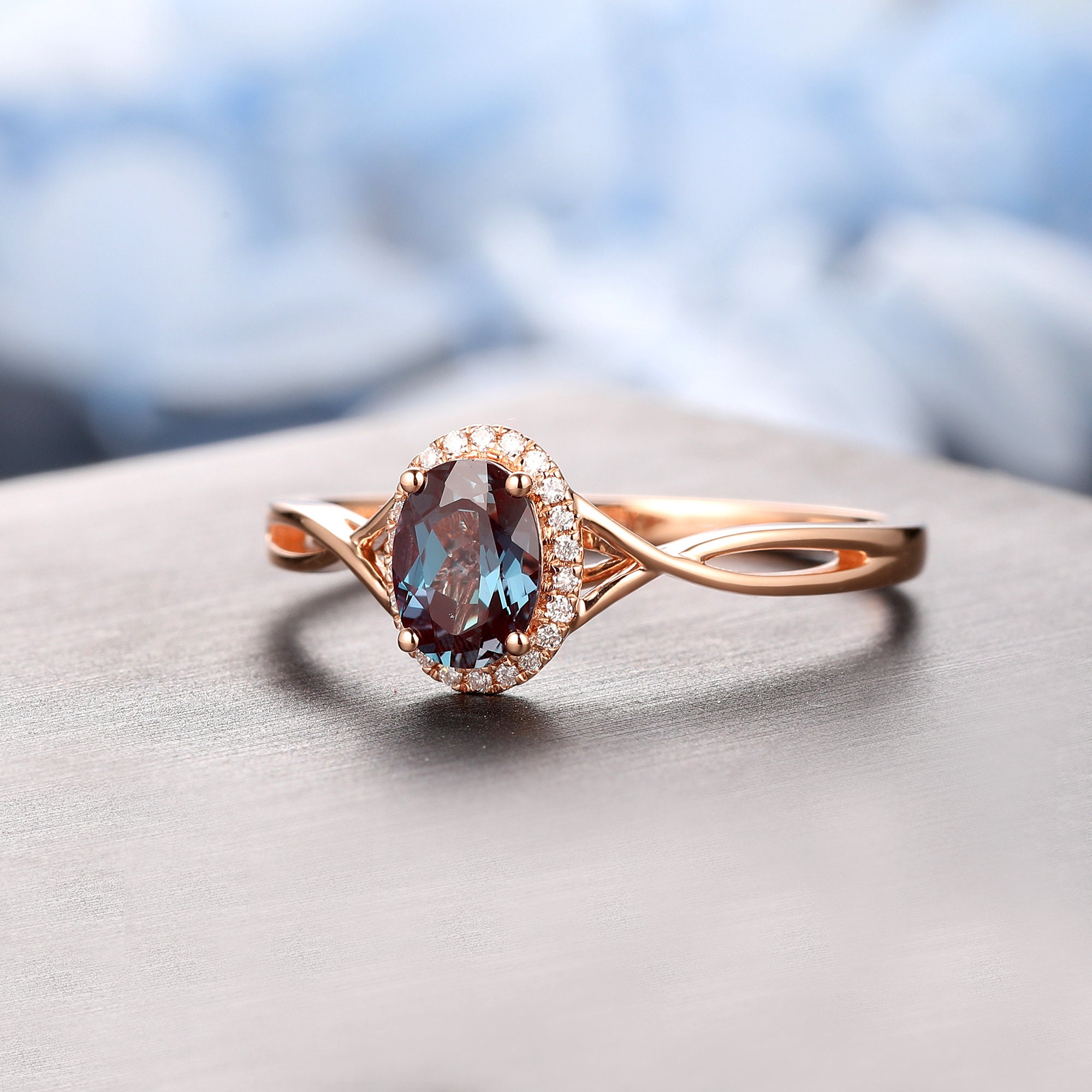 Cross Band Design Alexandrite Ring Oval 1.00CT Alexandrite | Etsy