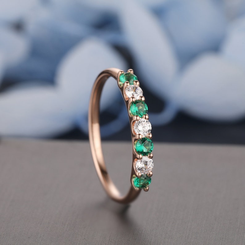 Handcrafted Plain Gold Ring 7 Stons Gemstone Ring Round | Etsy