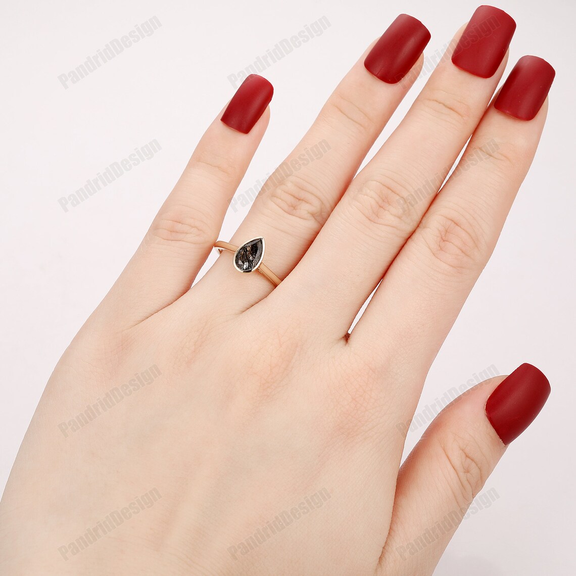 Solitaire Black Quartz Rose Gold Ring 5x8mm Oval Black - Etsy