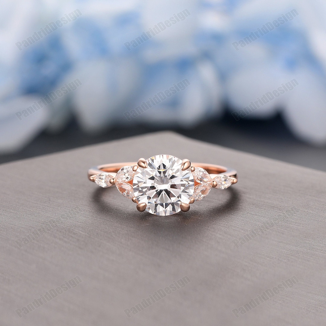 Proposal Ring Rose Gold Gemstone Ring 2.0CT Round Cut 8mm - Etsy