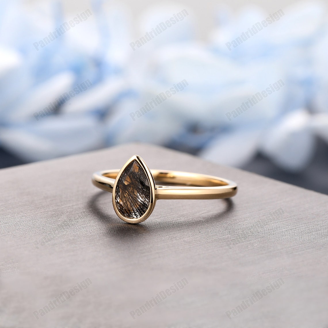 Solitaire Black Quartz Rose Gold Ring 5x8mm Oval Black - Etsy