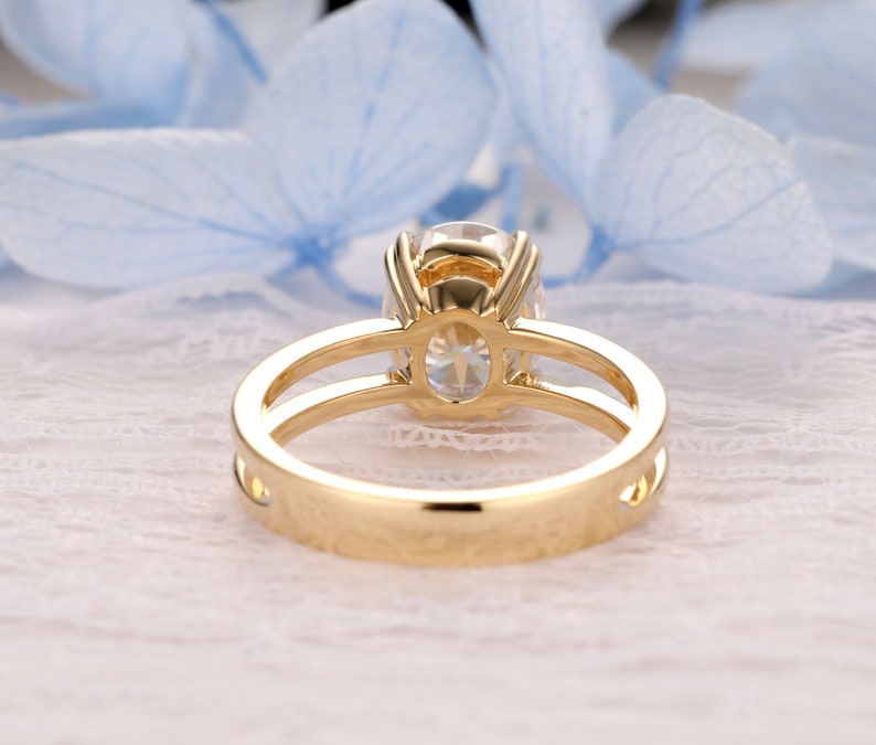 Double Shanks Solitaire 3ct Moissanite Ring 8 Prongs Oval Cut | Etsy