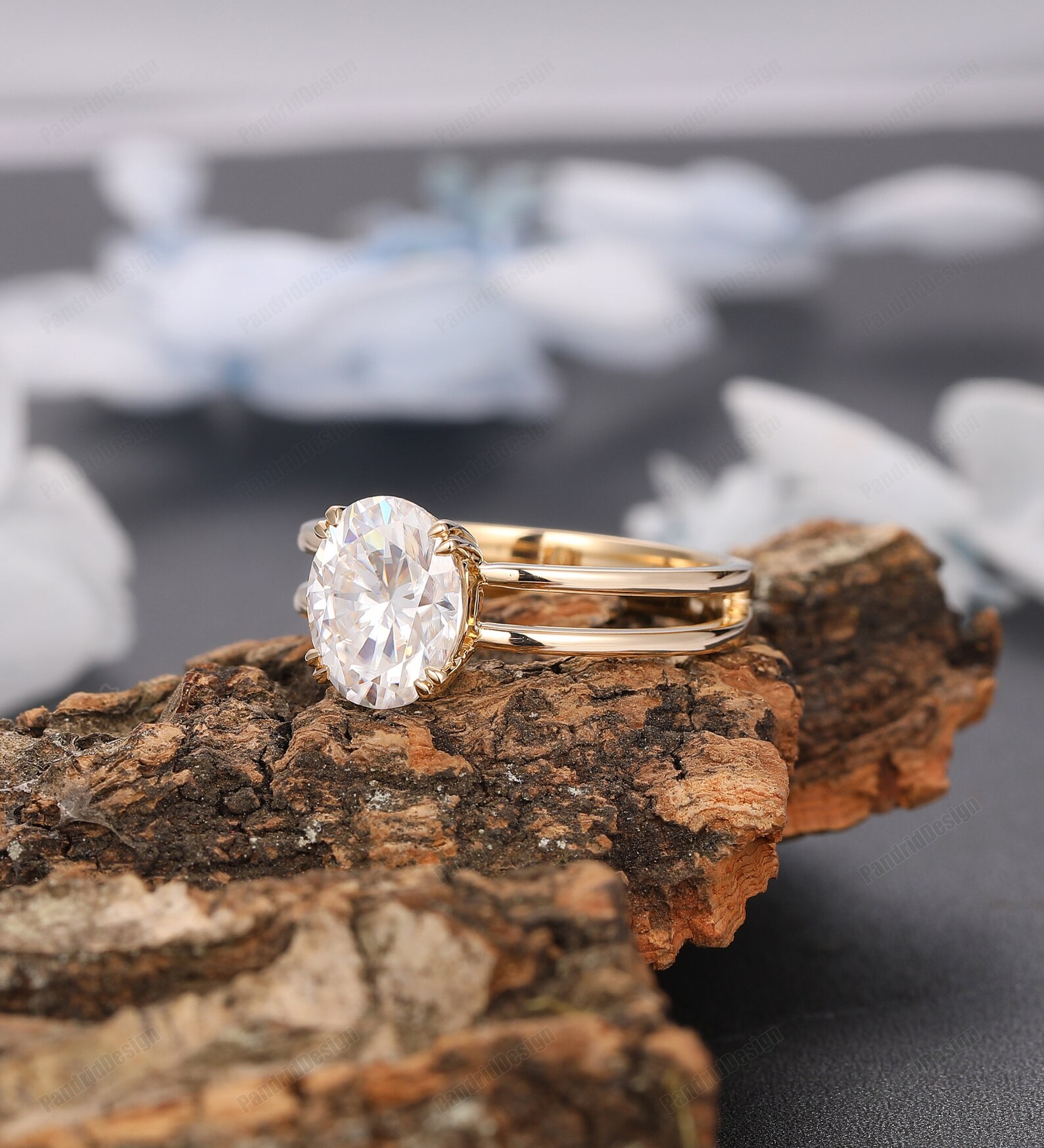 Double Shanks Solitaire 3ct Moissanite Ring 8 Prongs Oval Cut - Etsy