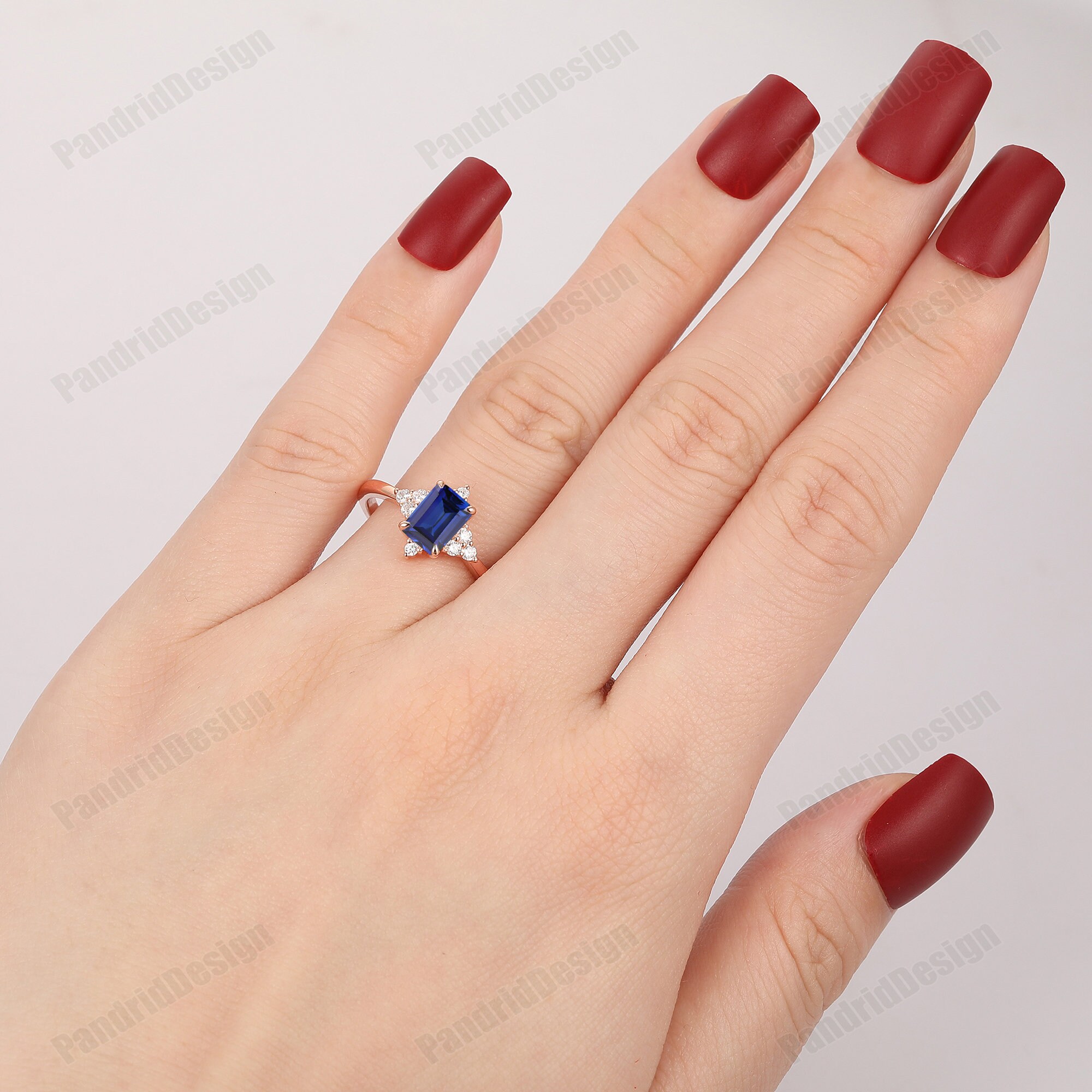 Emerald Cut Sapphire Engagement Ring Promise Ring Wedding | Etsy