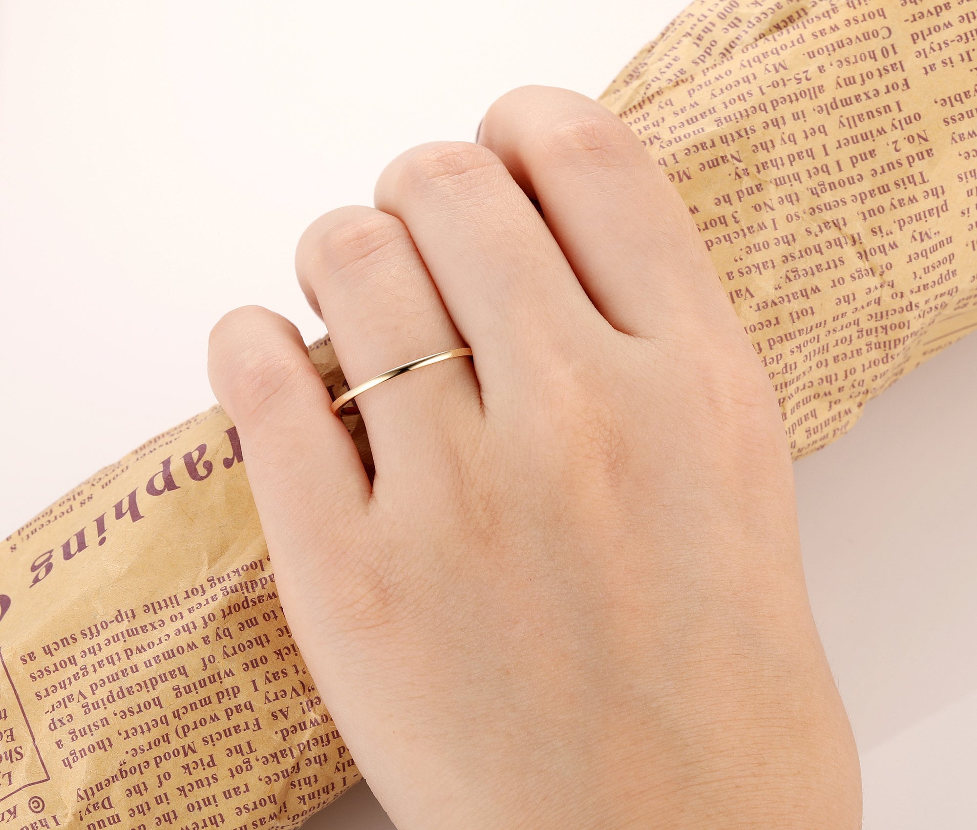 Bridal Ring Set Plain Gold Matching Band Women's Dainty | Etsy