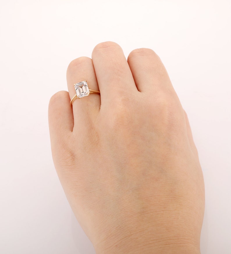 Prong Setting Women's Daily Ring Thin Band Solitaire | Etsy