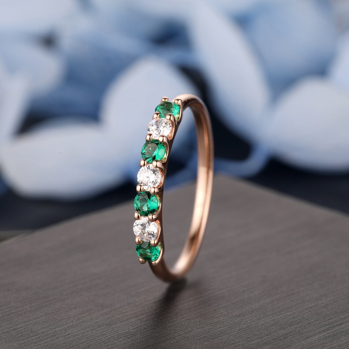 Handcrafted Plain Gold Ring 7 Stons Gemstone Ring Round | Etsy