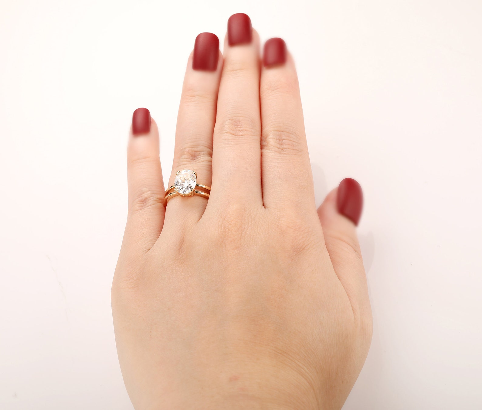 Double Shanks Solitaire 3ct Moissanite Ring 8 Prongs Oval Cut | Etsy