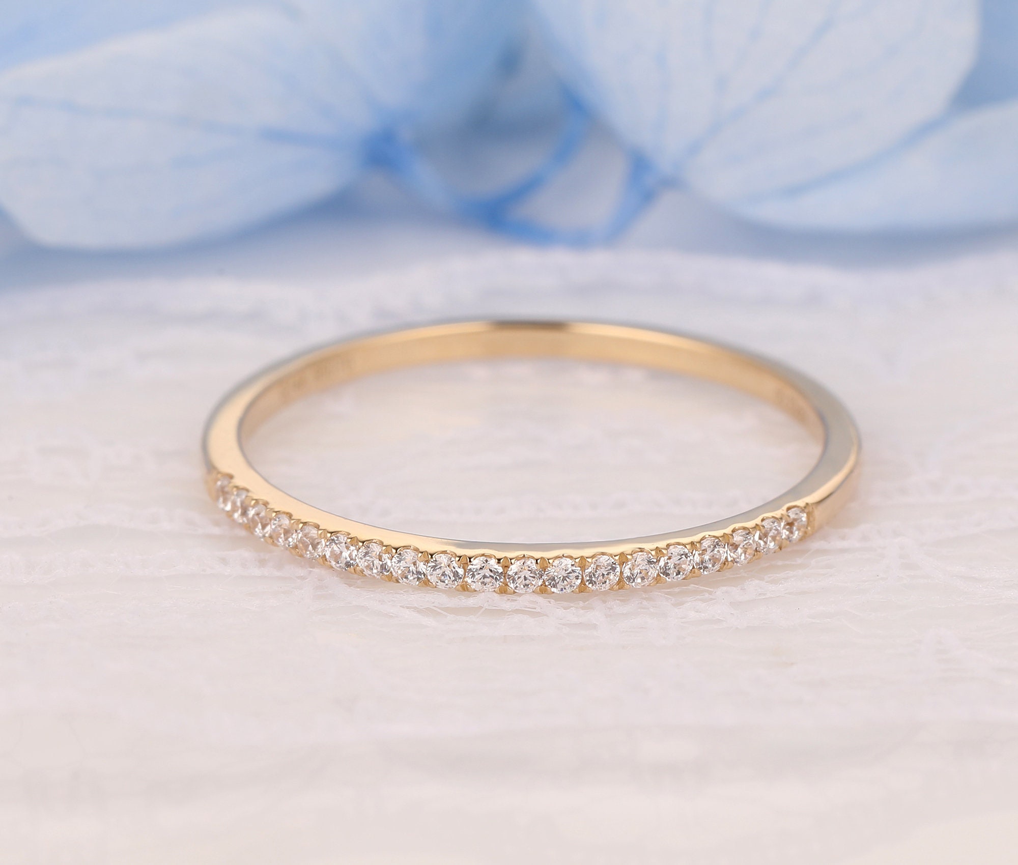 Minimalist Wedding Set Ring Stackable Bridal Ring Moissanite | Etsy