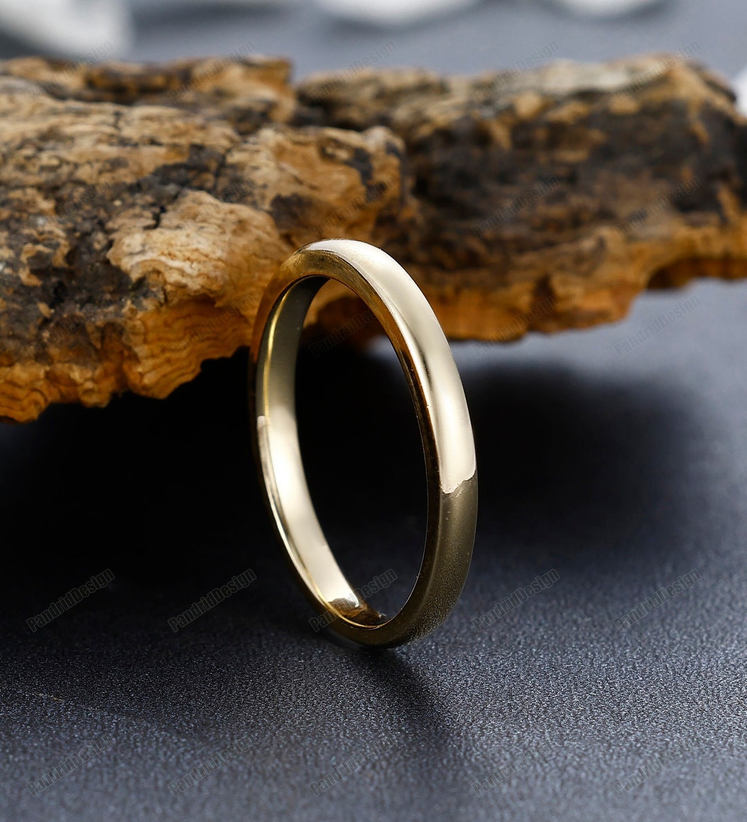 Polished 10k/14k/18k Solid Gold Wedding Band for Men and Women, 2.0mm ...