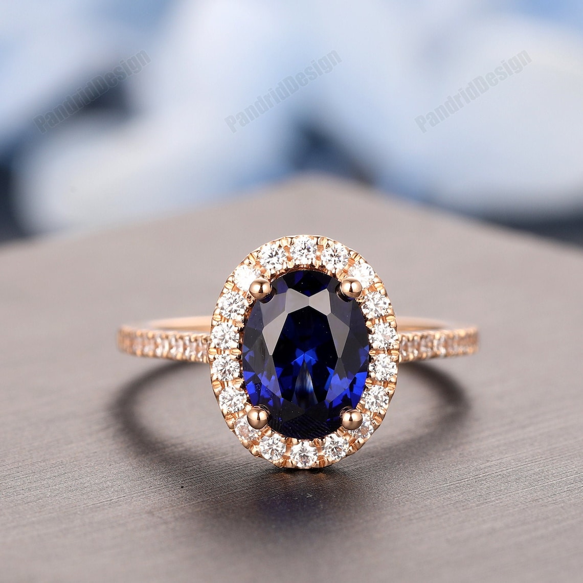 Sapphire Ring 14k Solid Rose Gold Sapphire Ring Oval Cut | Etsy