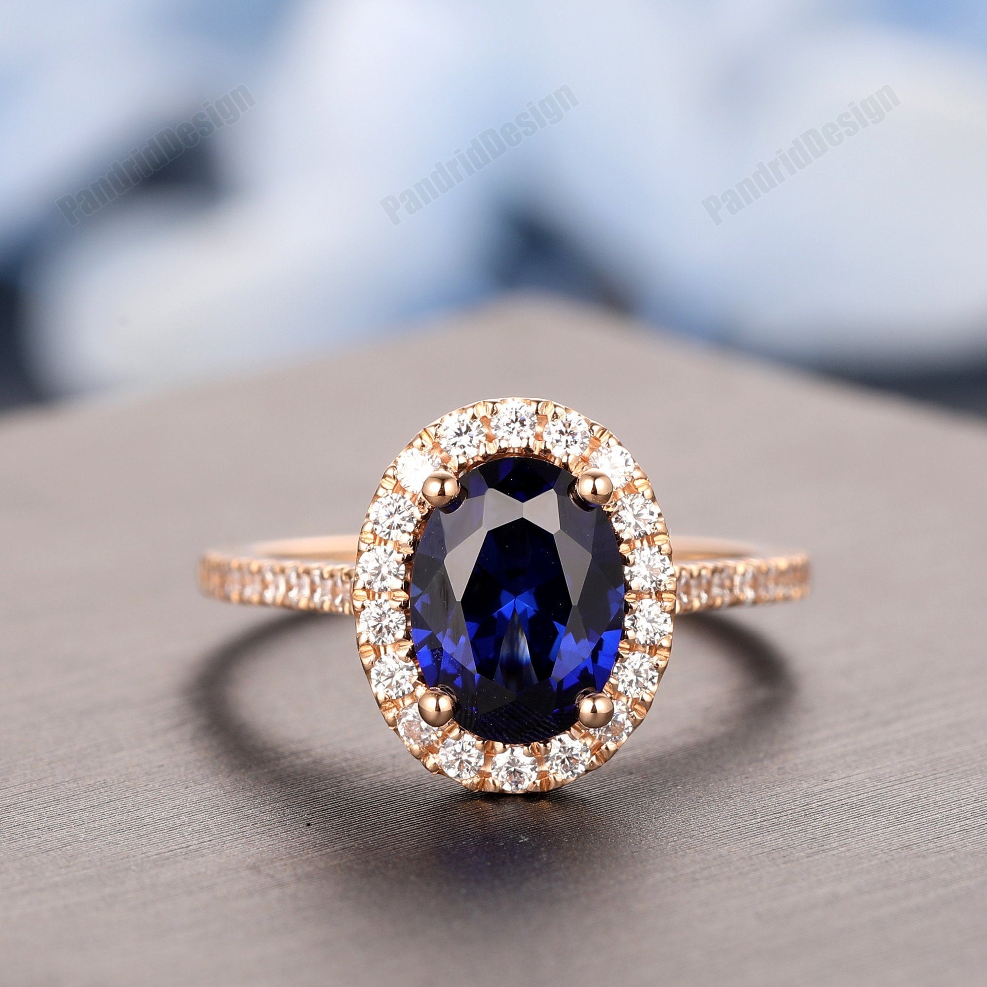 Sapphire Ring 14k Solid Rose Gold Sapphire Ring Oval Cut | Etsy