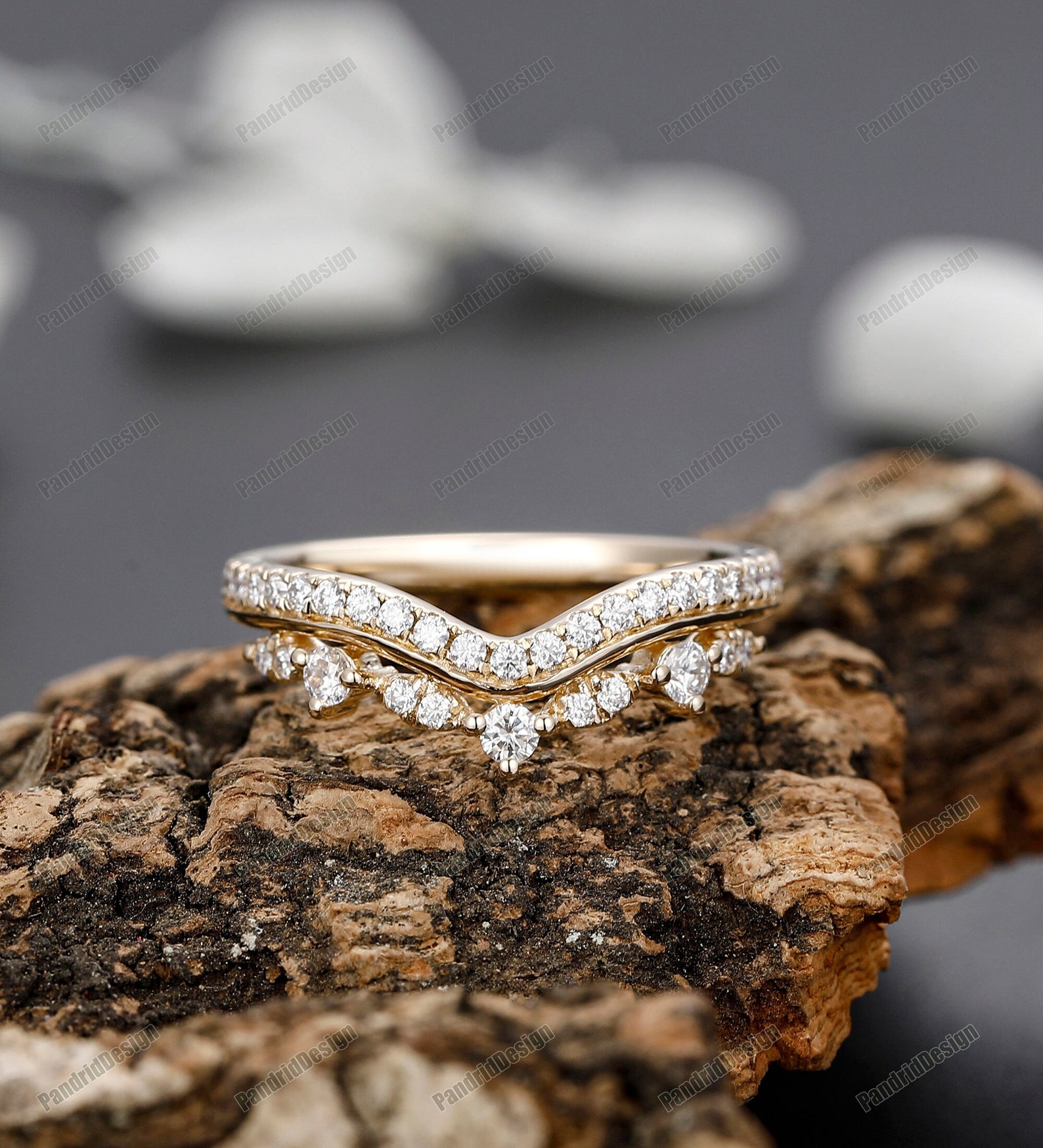 Tiara Curved Pave Set Moissanite Simulated Diamond Ring Enhancer for ...