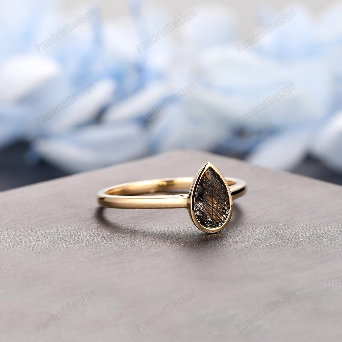 Solitaire Black Quartz Rose Gold Ring 5x8mm Oval Black - Etsy