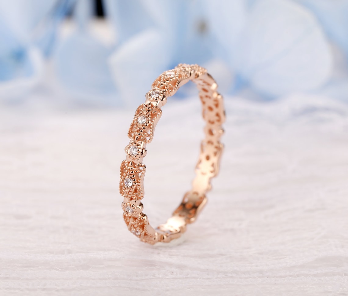 Art Deco Women's Daily Ring Simulated Diamond Engagement | Etsy