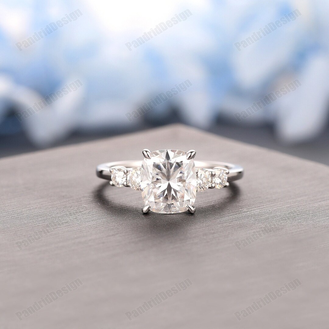 Plain Gold Pointed Prong Ring, 14k Rose Gold Lab Diamond Ring, Cushion ...