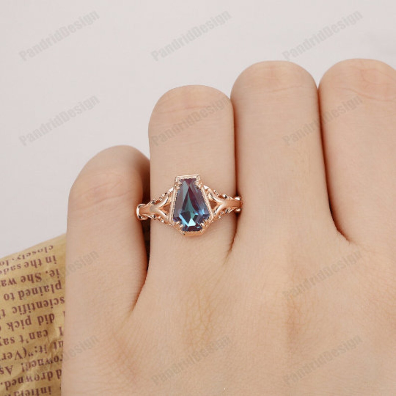 Art Deco Filigree Alexandrite Promise Ring Coffin Shape Color - Etsy