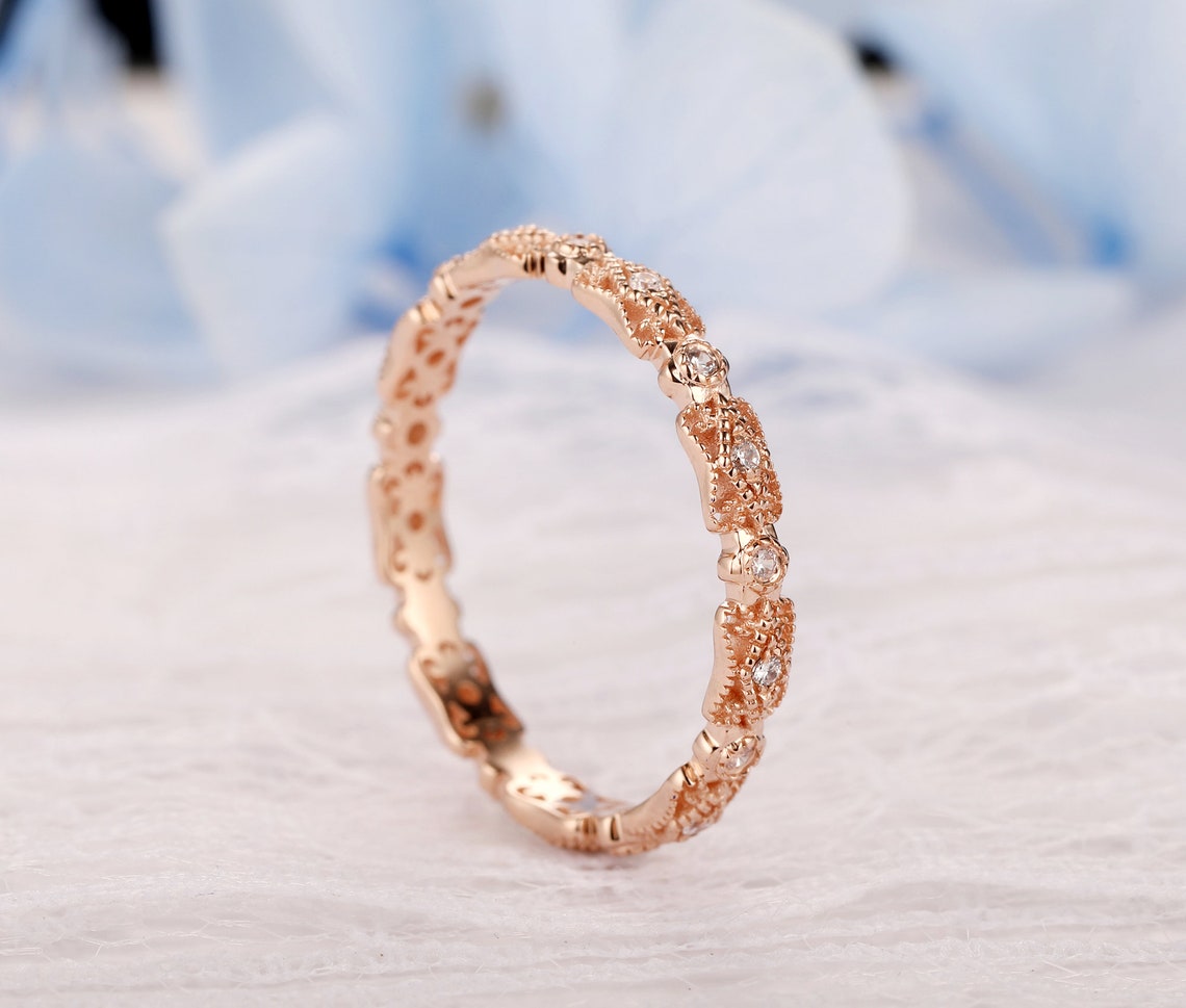 Art Deco Women's Daily Ring Simulated Diamond Engagement | Etsy