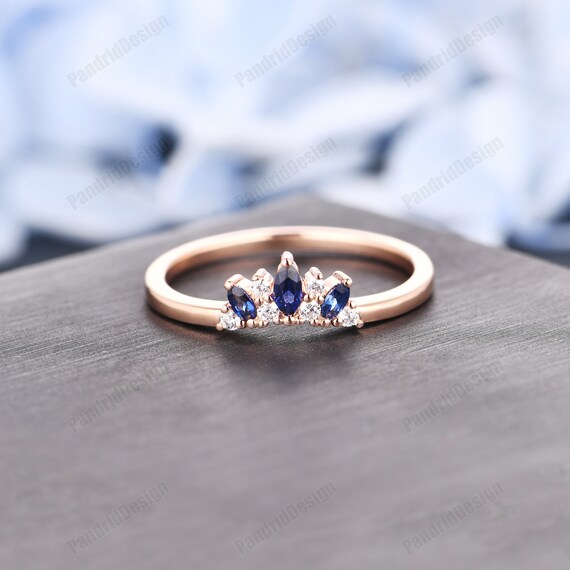 Sapphire Ring Tiara Wedding Band Promise Ring Sapphire - Etsy
