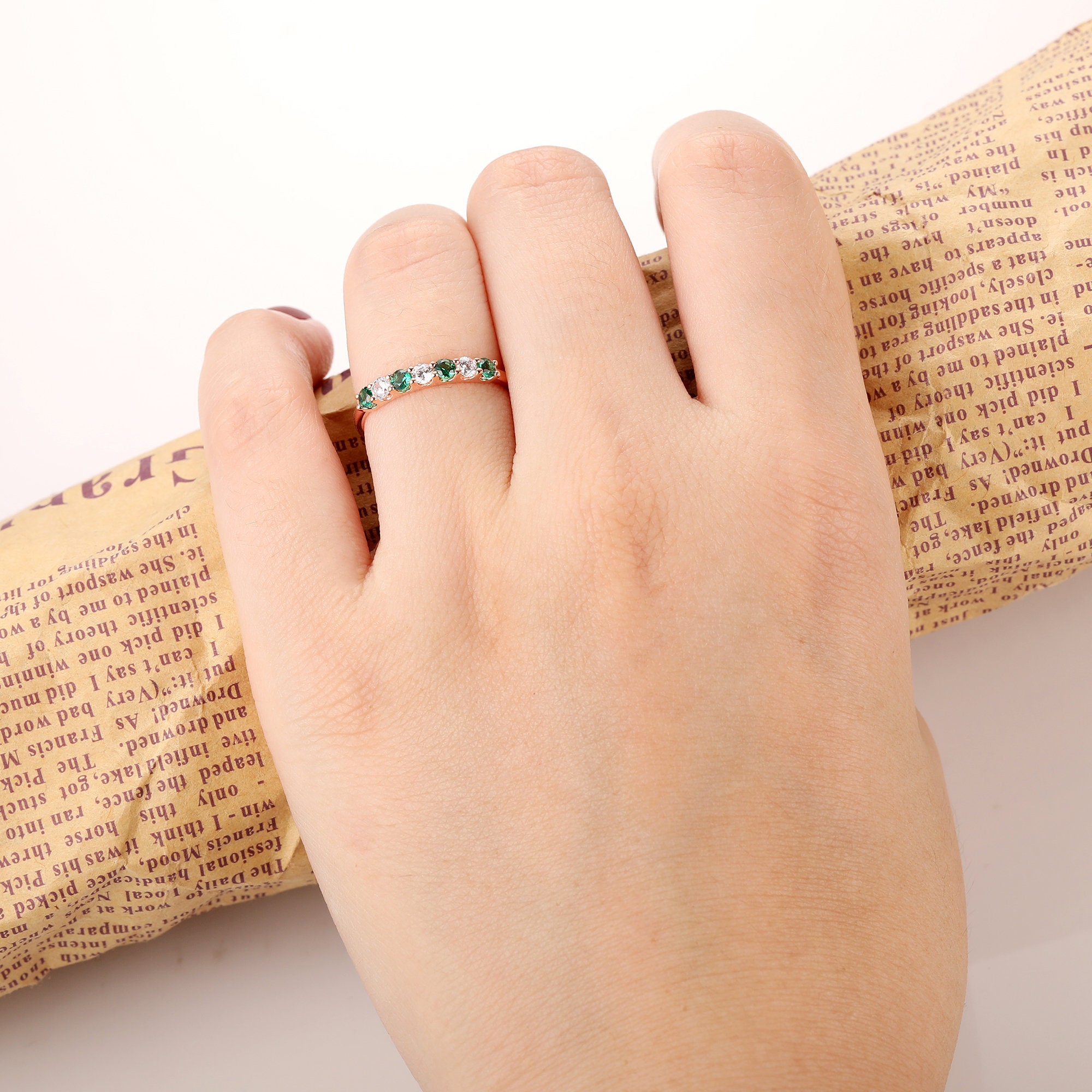 Handcrafted Plain Gold Ring 7 Stons Gemstone Ring Round - Etsy