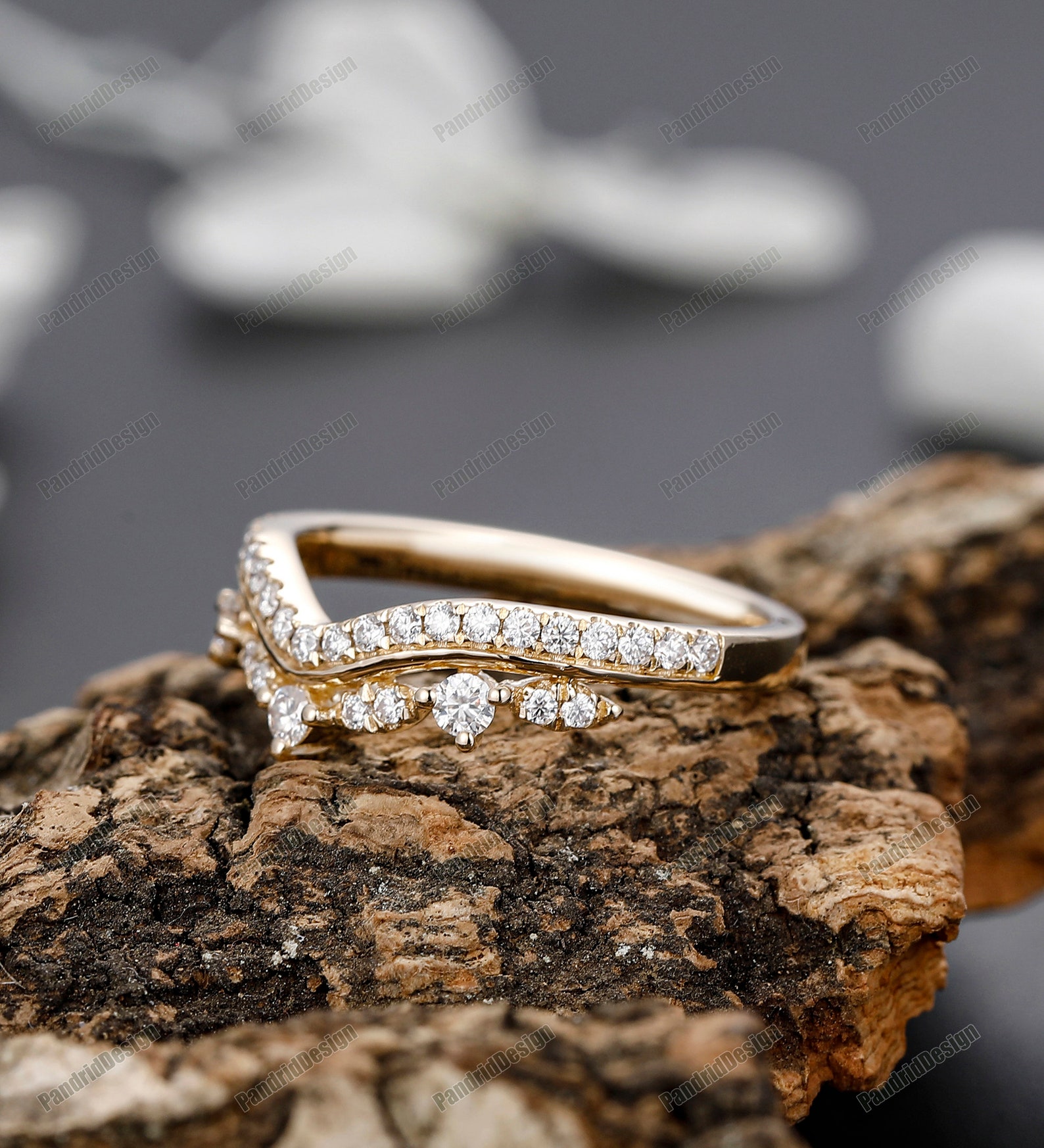 Tiara Curved Pave Set Moissanite Simulated Diamond Ring Enhancer for ...
