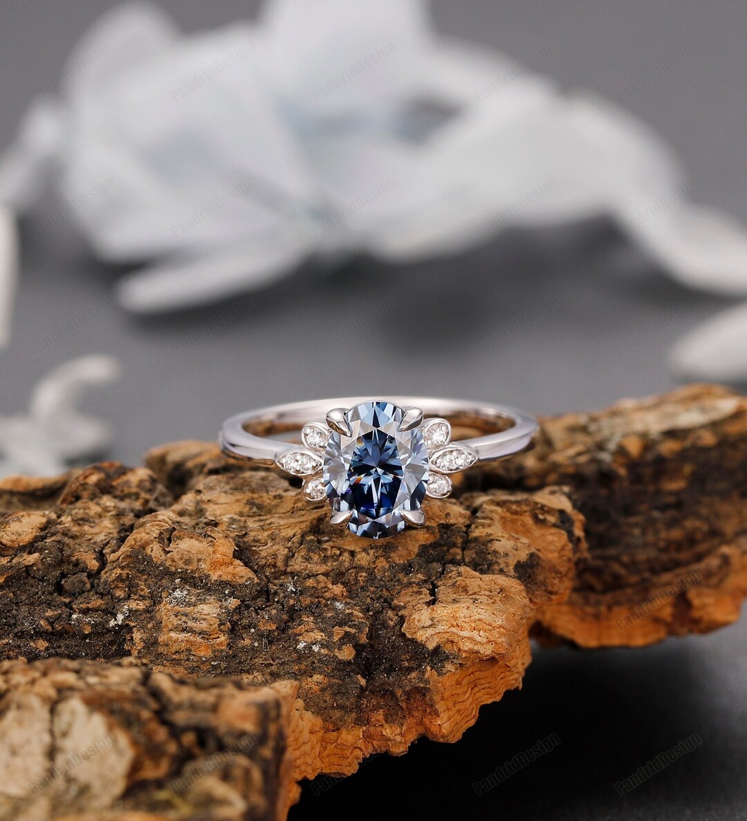Antique 6x8mm Oval Cut Blue Moissanite Women's Jewelry, Engagement ...