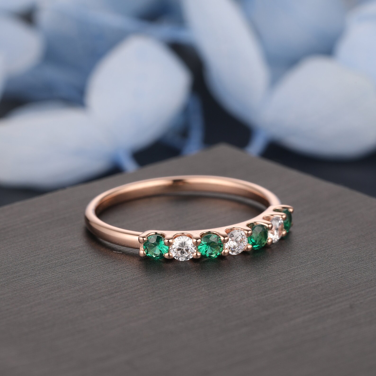 Handcrafted Plain Gold Ring 7 Stons Gemstone Ring Round | Etsy