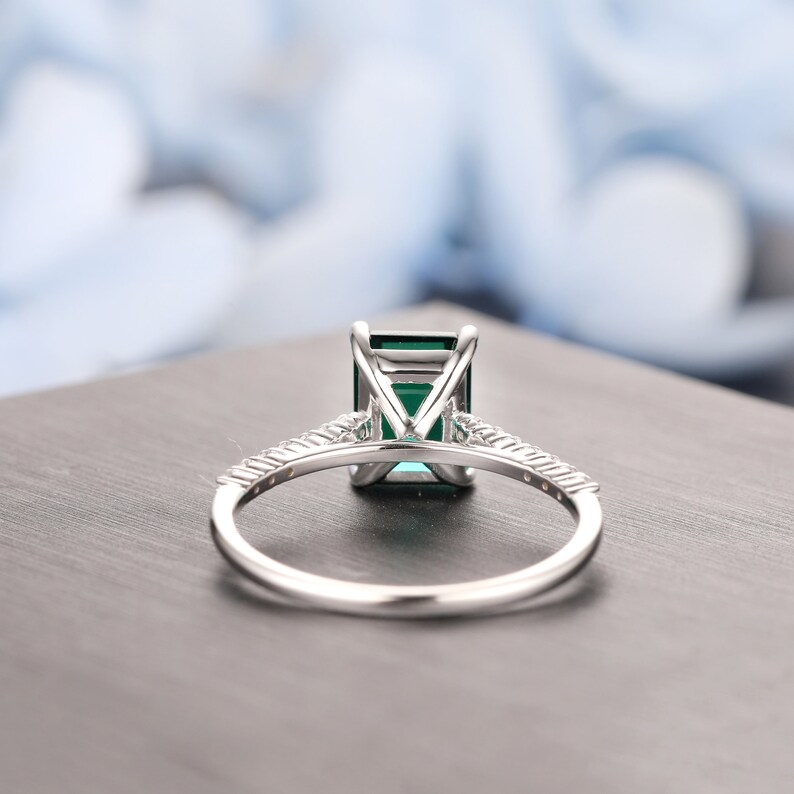 Gemstone Ring 6x8mm Emerald Cut Lab Created Emerald Ring | Etsy