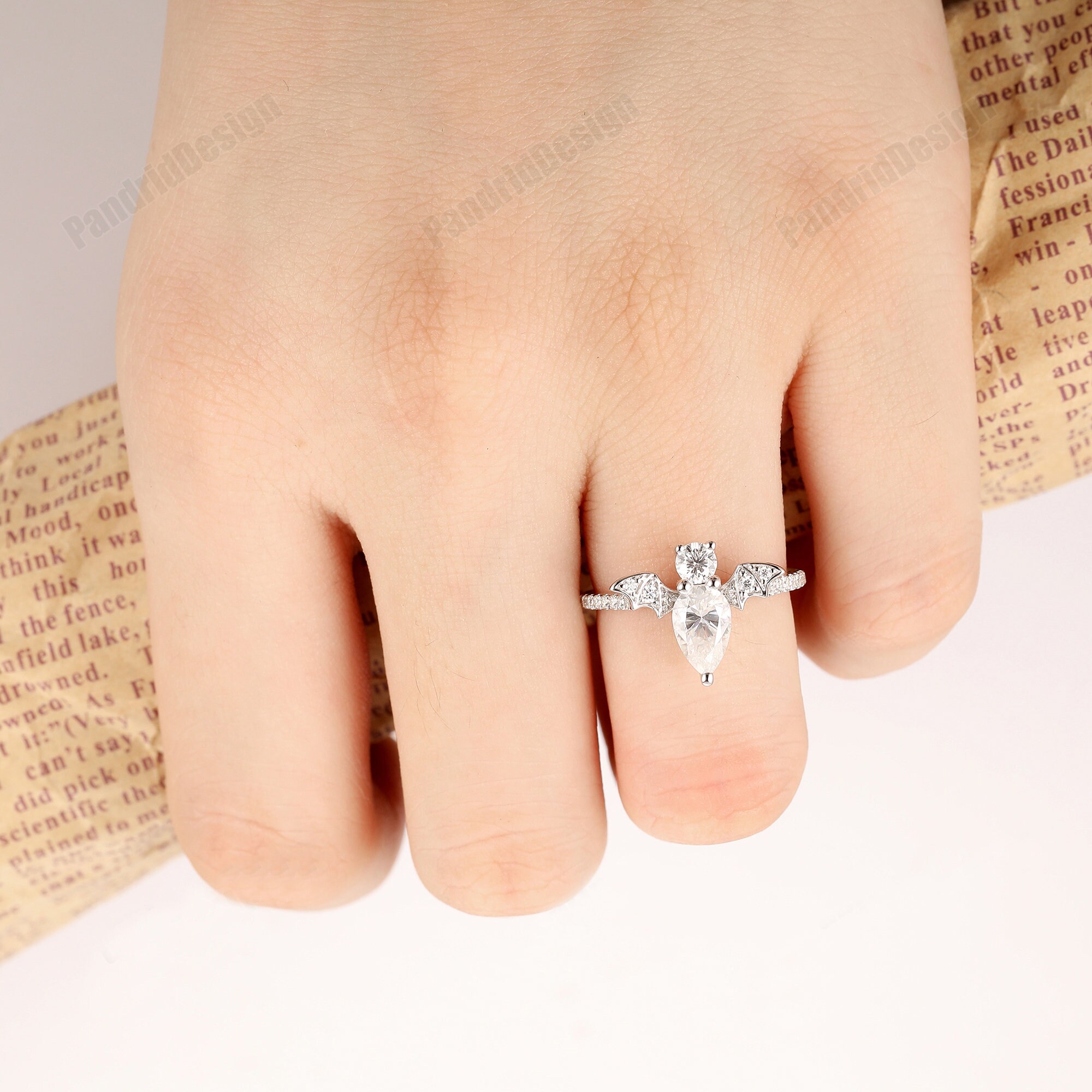 Bat Shaped Moissanite Ring Women's Anniversary Ring | Etsy