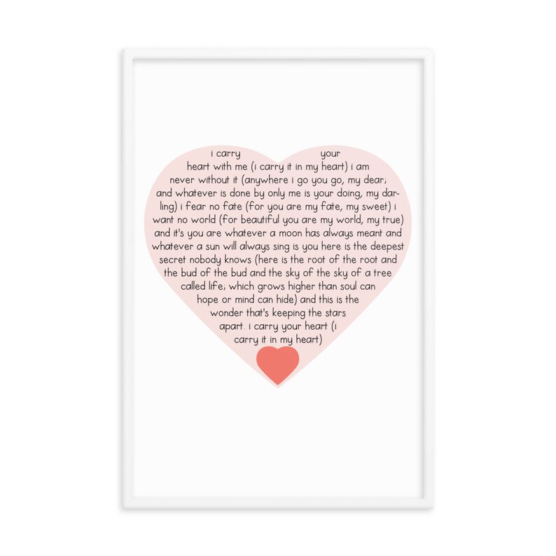 Framed Poster With the Poem i Carry Your Heart With Me - Etsy