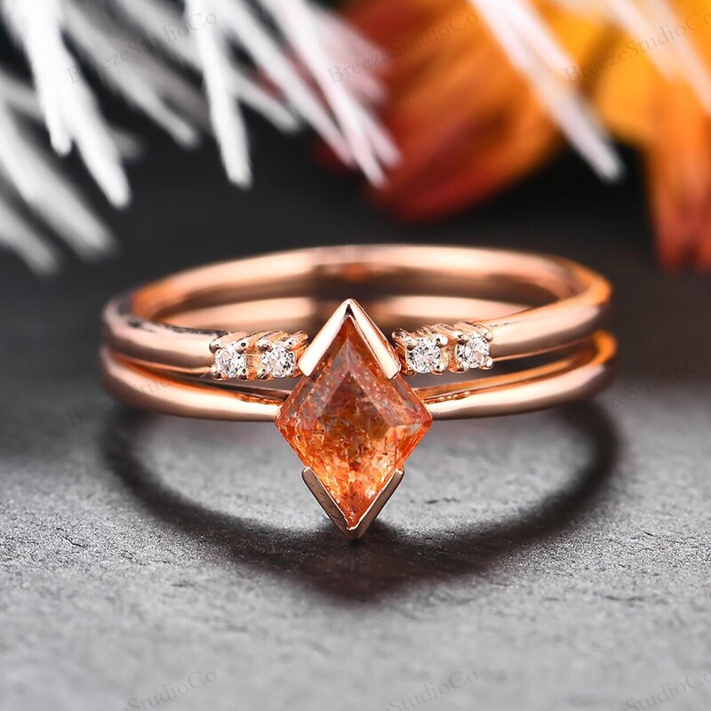 Orange Gemstone Ring - Etsy
