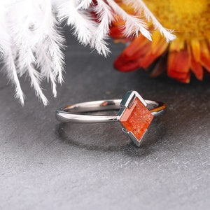 Vintage Natural Sunstone Ring, Solitaire Sunstone Ring, 1.3CT Rhombus ...