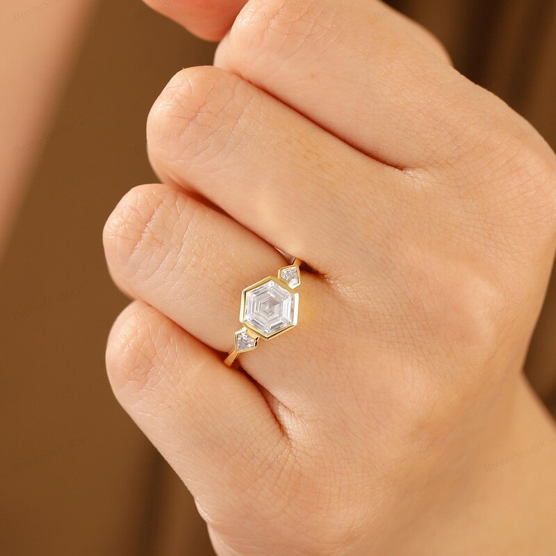 Hexagon Engagement Ring - Etsy
