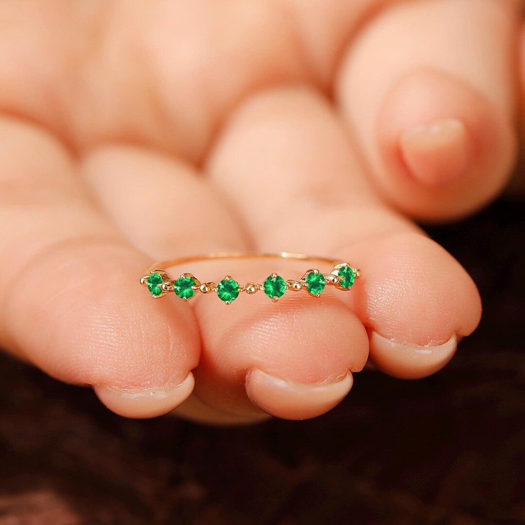 14k Solid Gold Tsavorite Ring Dainty Stacking Ring Gemstone Ring Solid ...