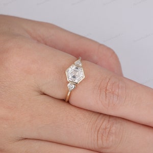 Bezel Hexagon Engagement Ring Moissanite Wedding Ring - Etsy