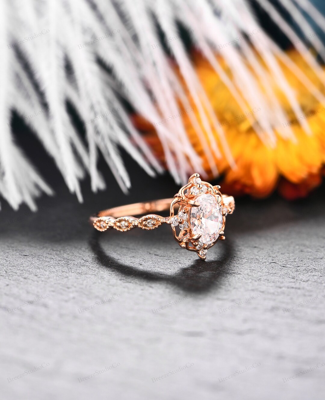 IGI Certified Oval Lab Grown Diamond Antique Filigree Style Wedding ...