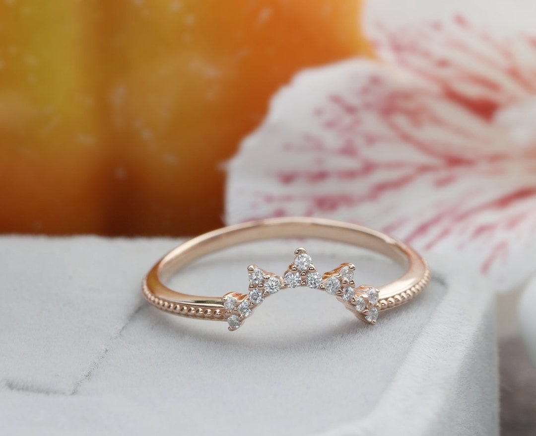 Crown Shape Wedding Band, Art Deco Simulated Diamond Wedding Ring Gifts ...