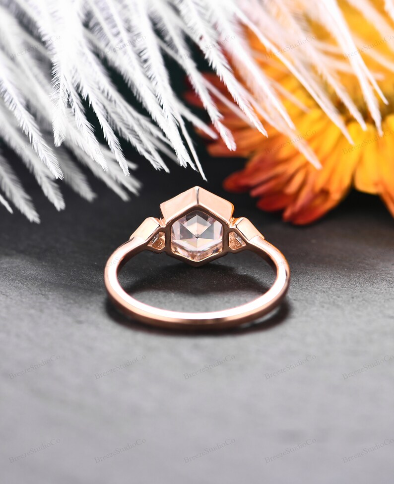 Bezel Hexagon Engagement Ring Moissanite Wedding Ring - Etsy