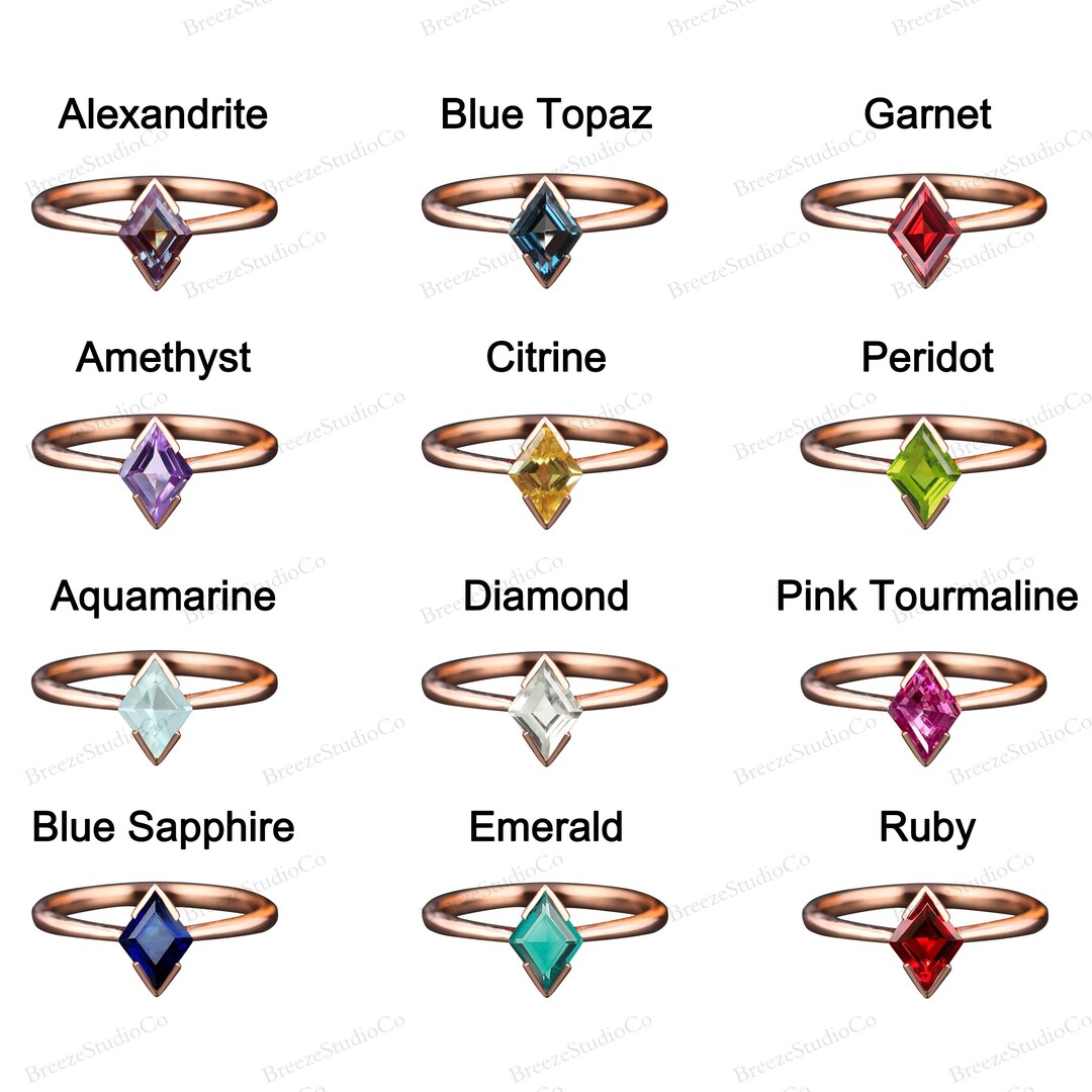 Vintage Birthstone Band Solitaire Cirtine Ring 1.3CT Rhombus Cut ...